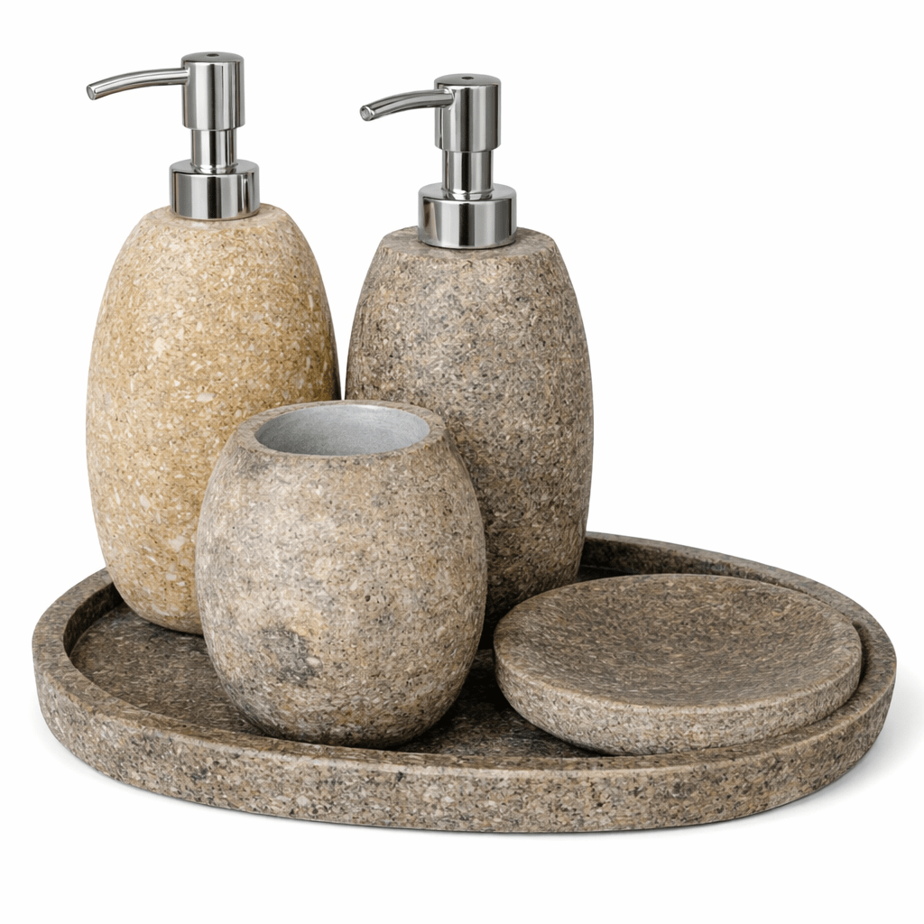 Luxury Natural Stone Bathroom Accessory Set (5 Piece) – Heavenly Home ...